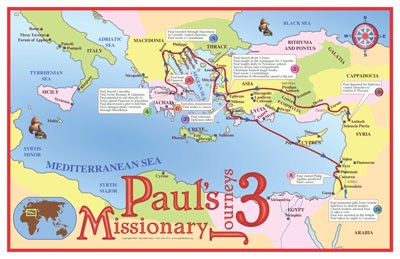 Journeys of Paul Map 3 POSTER - Ministry Helps UK